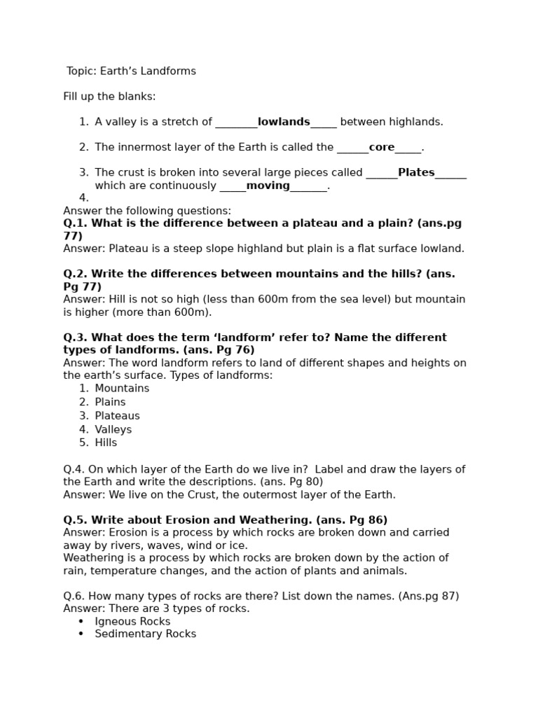 Landforms CW HW 1 | PDF