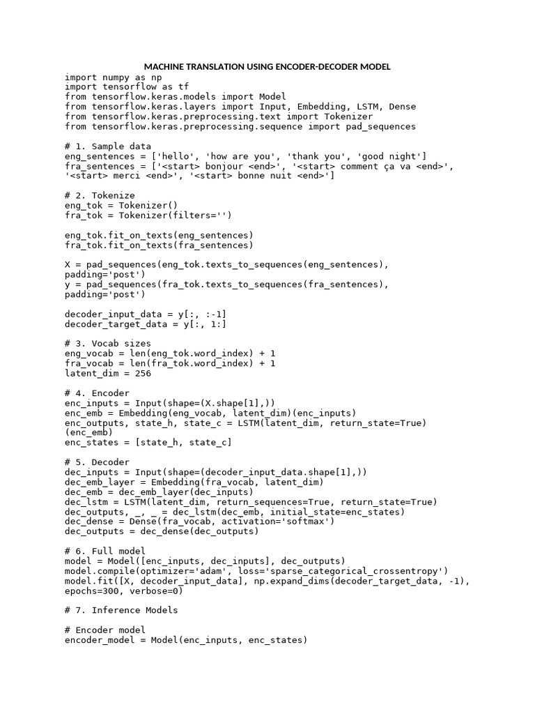 Machine Translation Using Encoder | PDF | Computer Science | Artificial ...