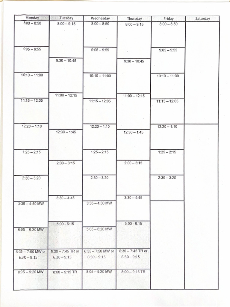 Blank Schedule | PDF