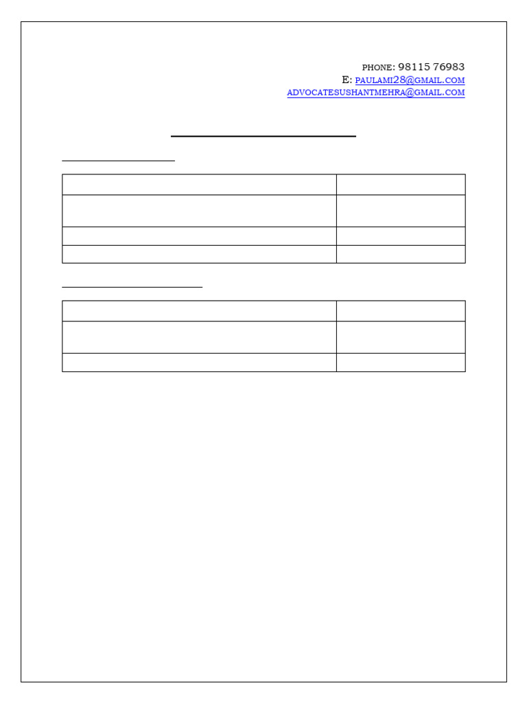 Professional Fees Schedule for Advocates | PDF