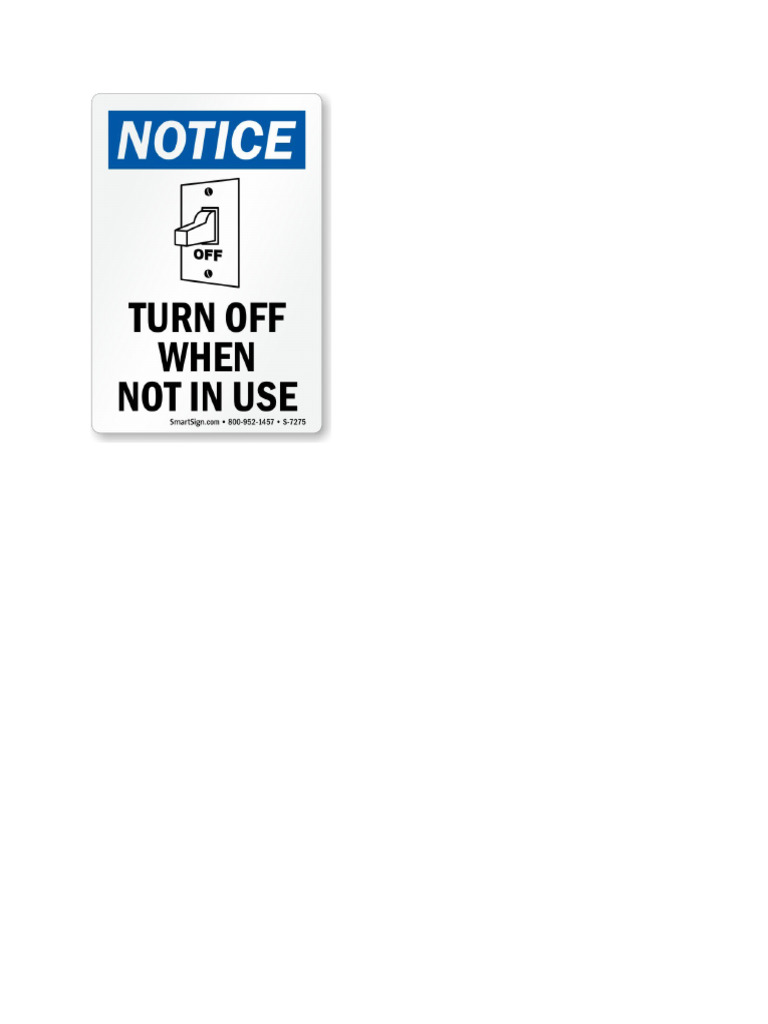 Notice Turn Off When Not in Use | PDF