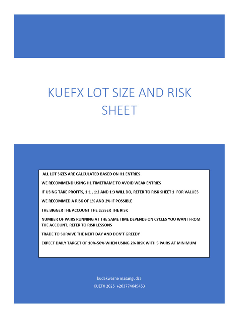 Kuefx Lot Sizes Sheet Based On h1 Stop Loss | PDF | Volatility (Finance ...