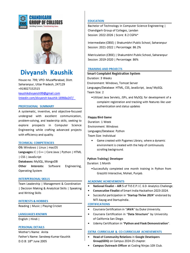 Divyansh Kaushik 2220900 CSE | PDF | Java (Programming Language) | My Sql