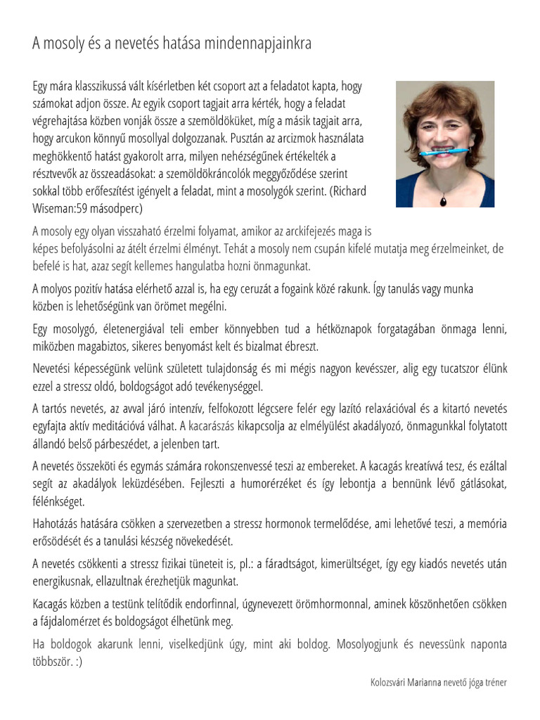 A Mosoly És A Nevetés Hatása | PDF
