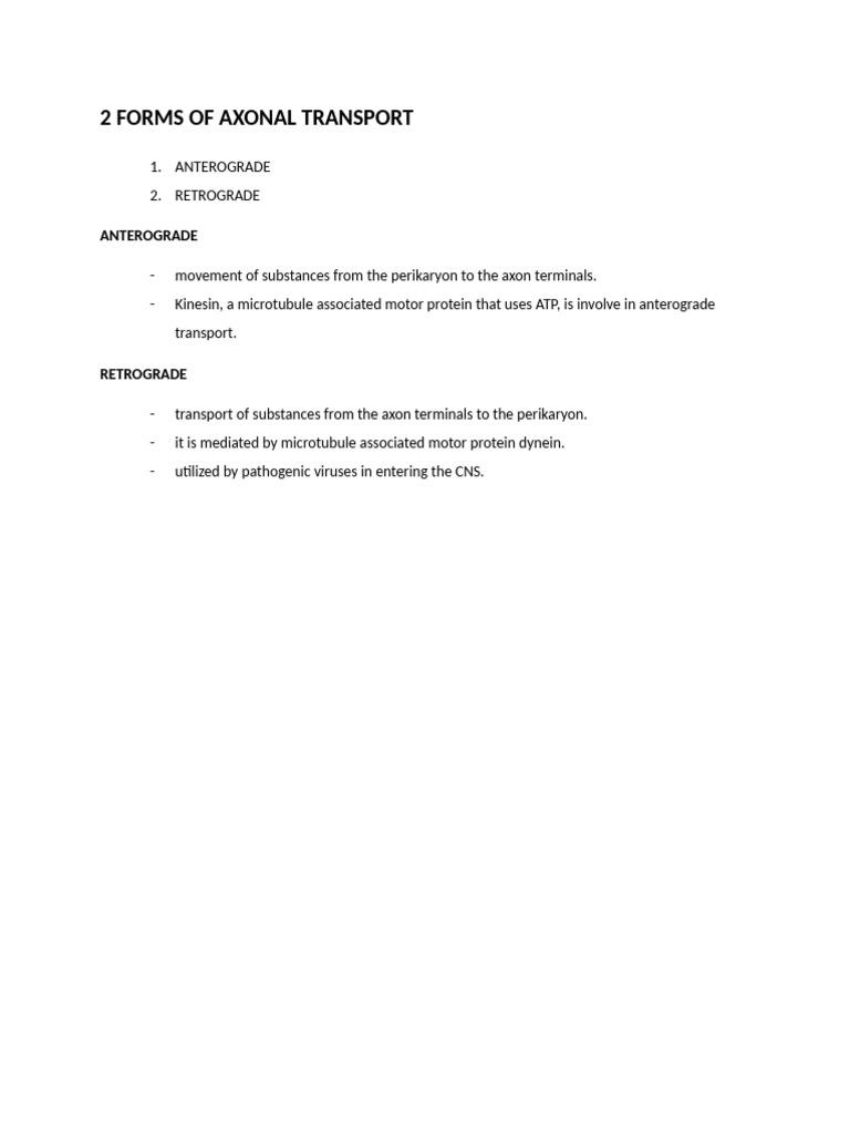 2 Forms of Axonal Transport | PDF