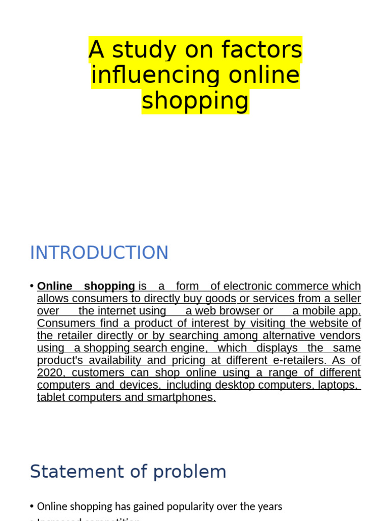 A Study On Factors Influencing Online Shopping | PDF | Online Shopping ...
