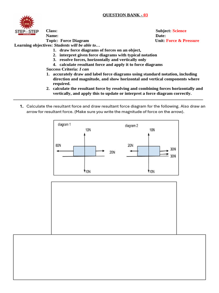 Force Diagram Question Bank for Students | PDF | Force | Mechanical ...