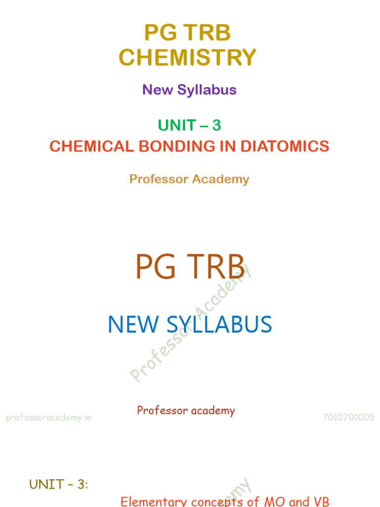PG TRB Chemistry New Syllabus - Day 2 Class | PDF