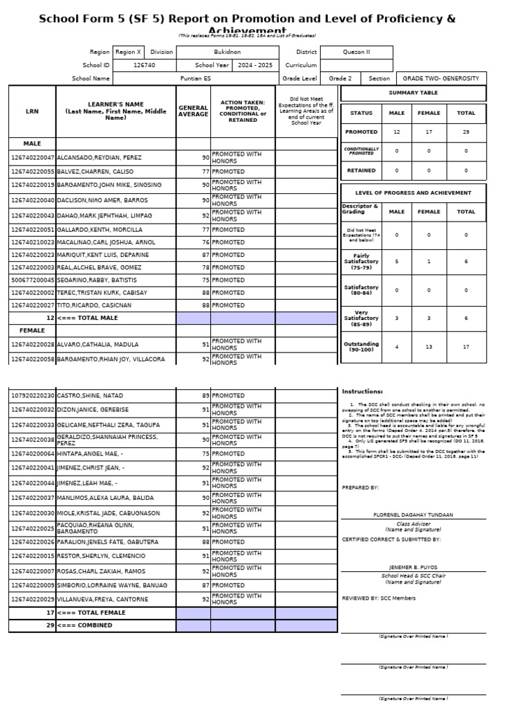 SF5 - 2024 - Grade 2 - GRADE TWO - GENEROSITY | PDF