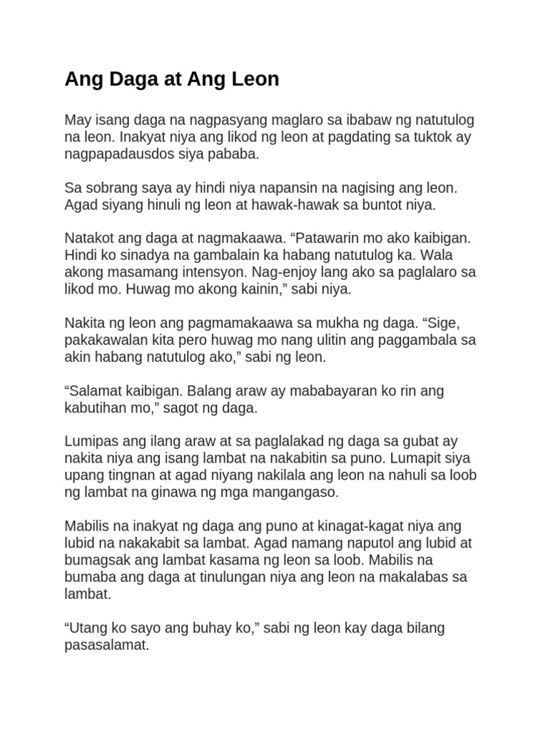 Ang Daga at Ang Leon | PDF