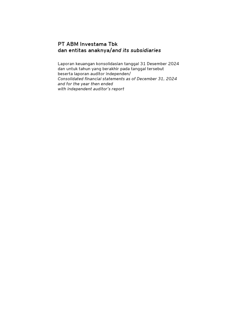 ABM Investama Annual Report 2024 | PDF | Audit | Going Concern