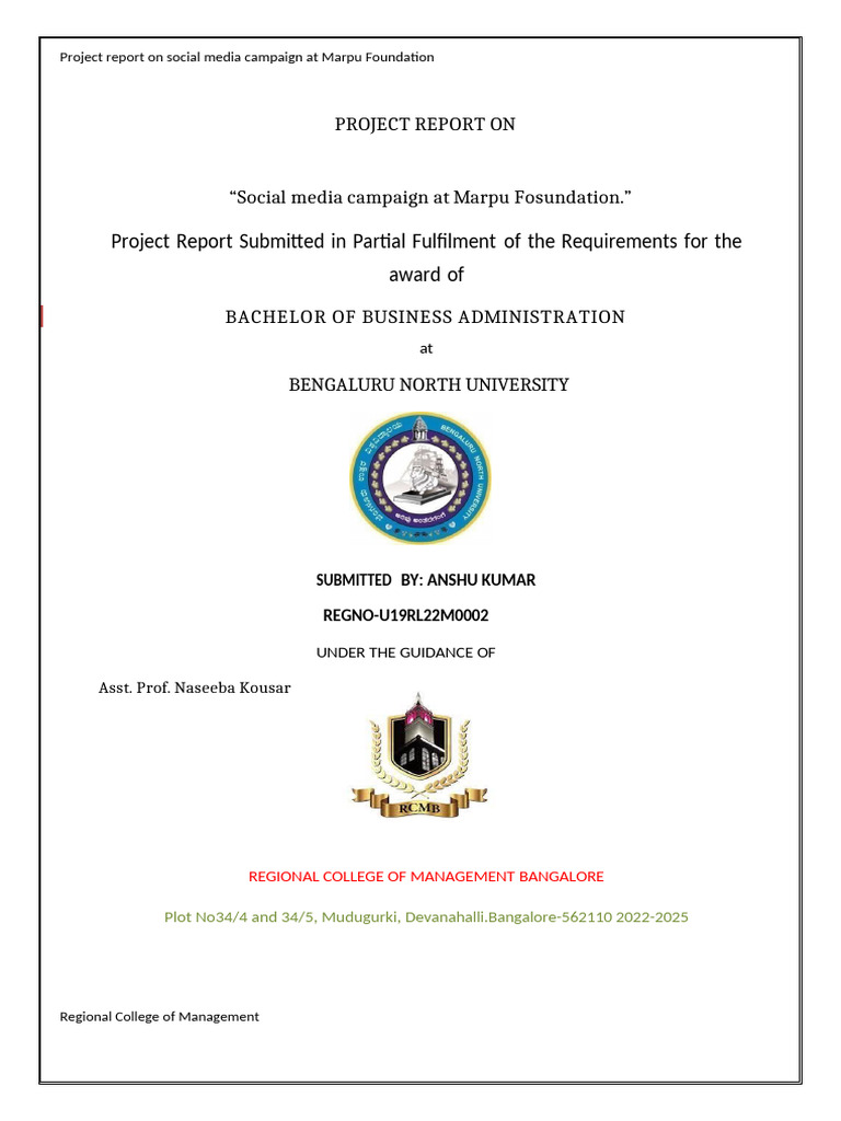 Project Report On Marpu Foundation Final 2 (AutoRecovered) | PDF | Social Media Marketing ...