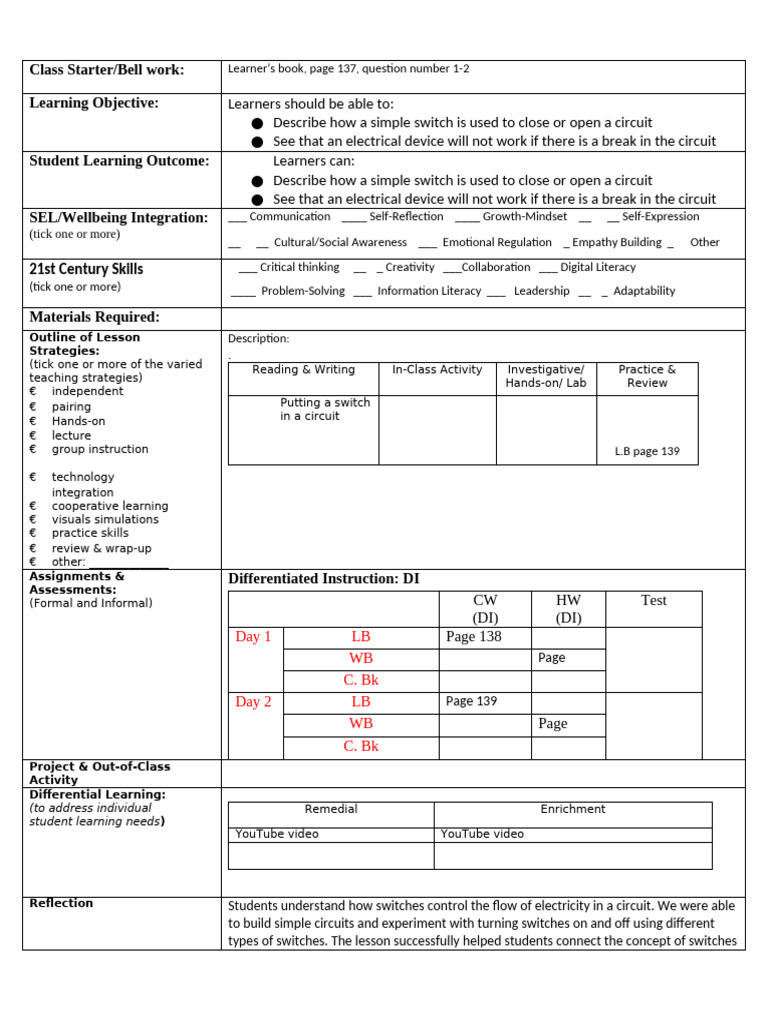 Science G3 Lesson Plan Week 14 Term 2 Abaq | PDF | Learning ...