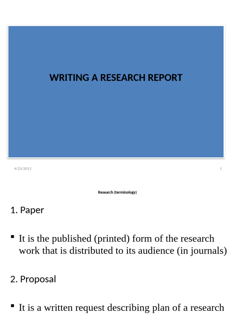 Research Report Writing Guide | PDF