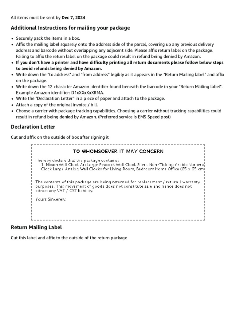 Online Return Center | PDF