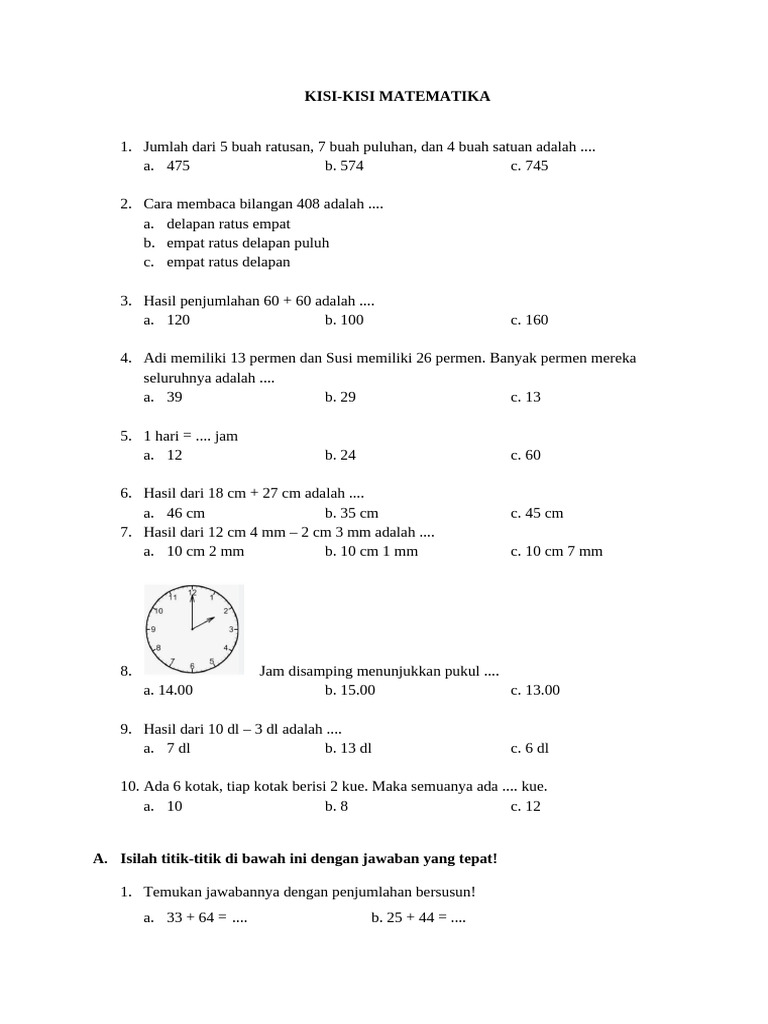 KISI-KISI Matematika | PDF