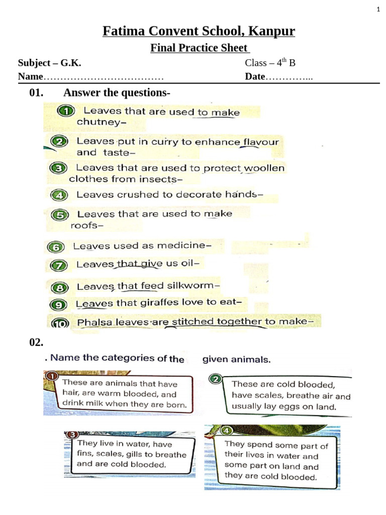 Practice Sheet GK PA1 | PDF