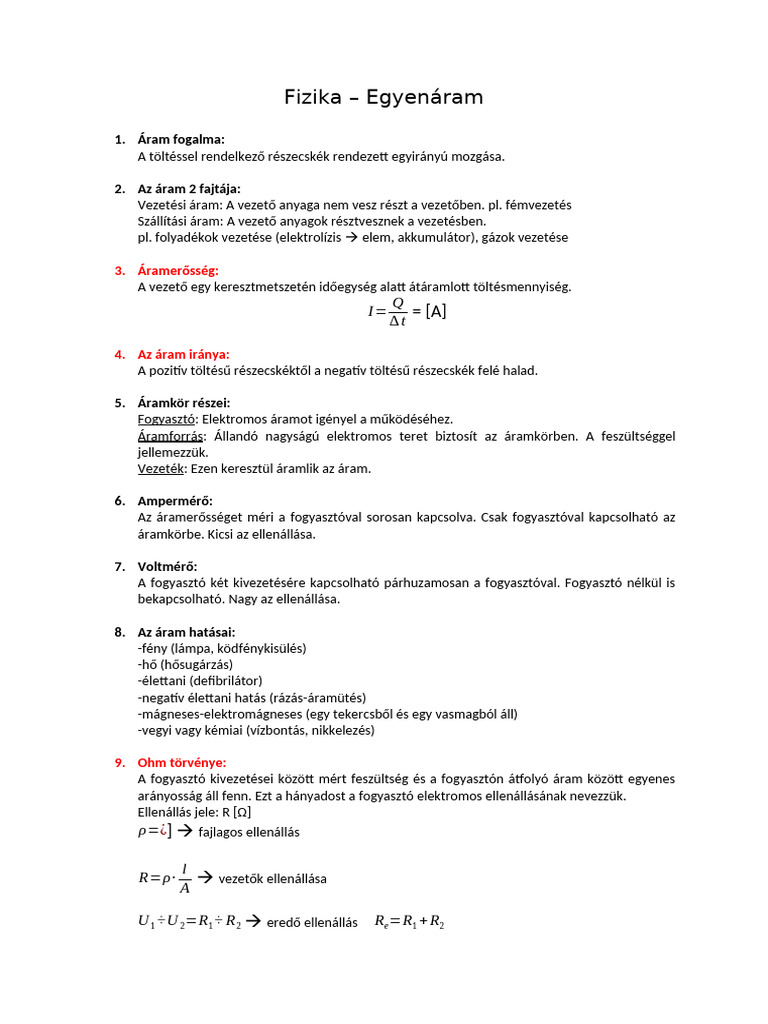 Egyenáram Elmélet | PDF