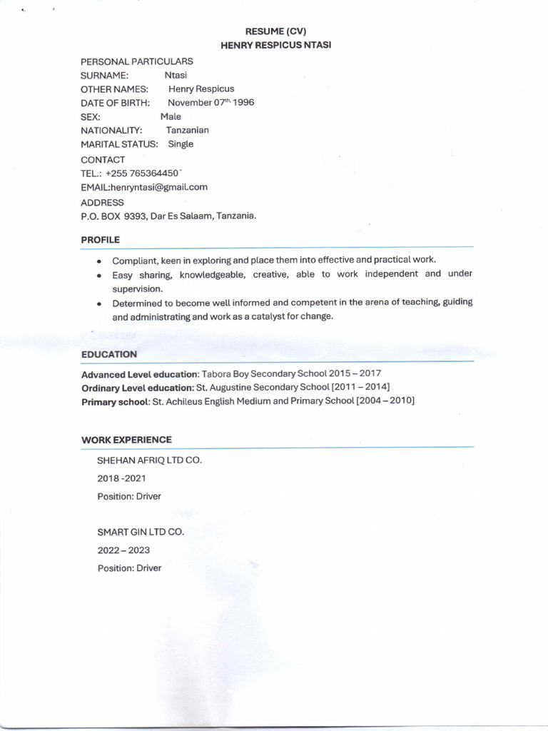 Henry Qualifications | PDF