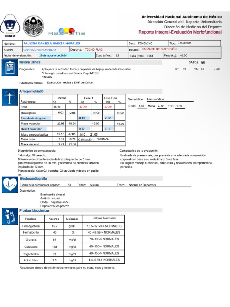 Reporte Morfofuncional Ejemplo | PDF