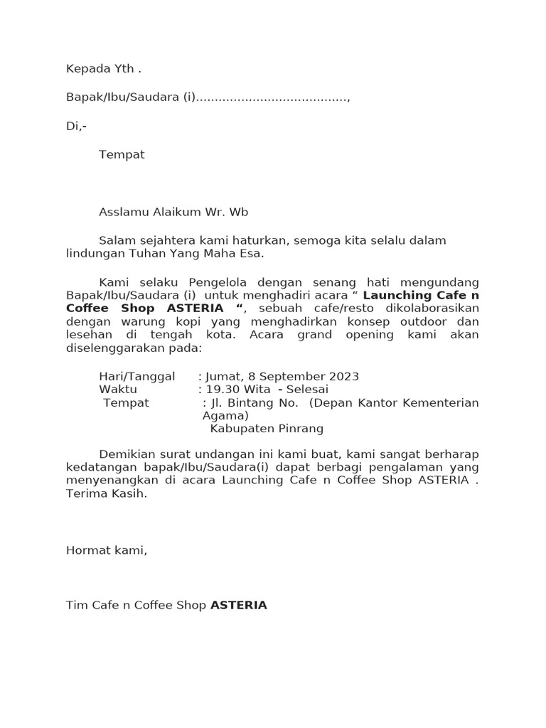 Undangan Grand Opening Asteria | PDF