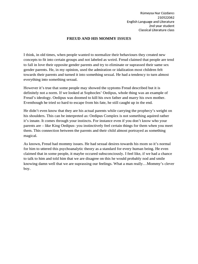 Freud's Oedipus Complex Explained | PDF