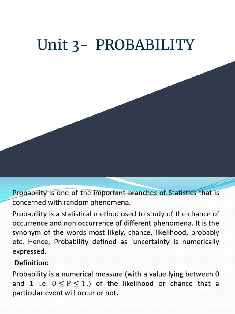 PDF BBA Unit-3 Probability Note | PDF | Probability | Mathematics