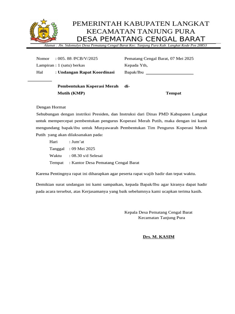 Undangan Kmp Merah Putih 2025 | PDF