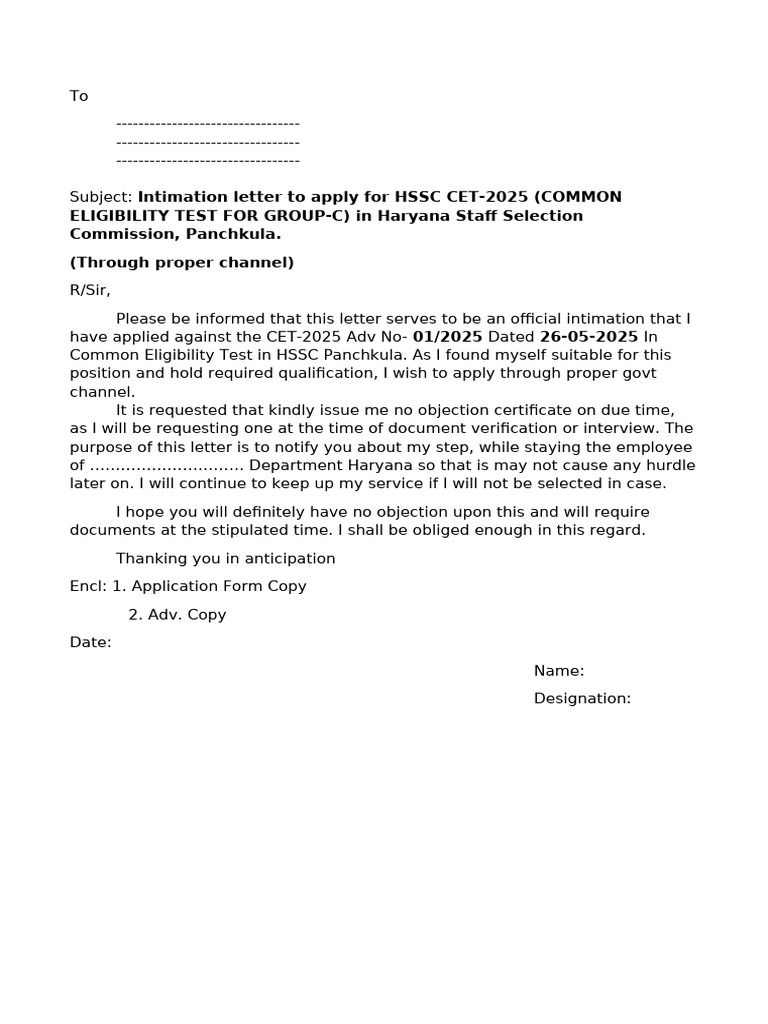 CET Through Proper Channel Application | PDF