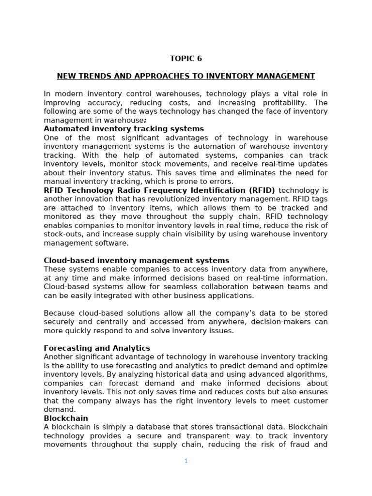 NEW TRENDS IN INVENTORY MANAGEMENT | PDF | Machine Learning | Inventory