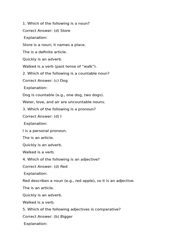 CHAPTER 1 ANswer Key With Analysis | PDF | Noun | Adjective