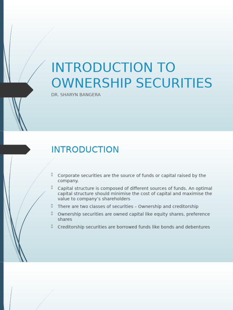 Overview of Ownership Securities | PDF | Bonds (Finance) | Preferred Stock