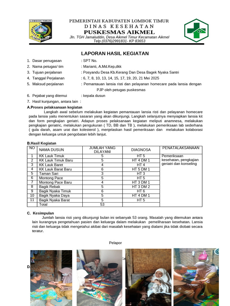 Pjp Tim 1 Desa Kb.kerang Dan Bns(1) | PDF