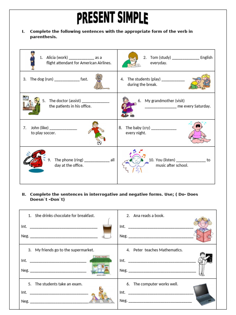 Simple Present Exercies + Do Does | PDF