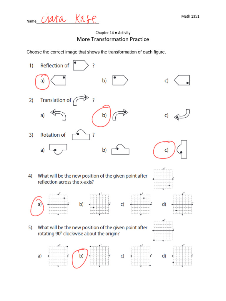 Math 1351 Transformation Practice Guide | PDF | Cartesian Coordinate ...