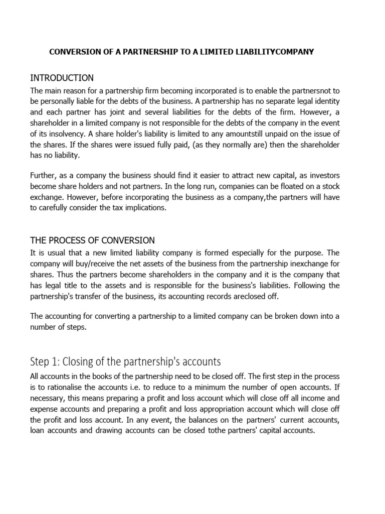 Converting Partnership to LLC Guide | PDF | Partnership | Limited Liability