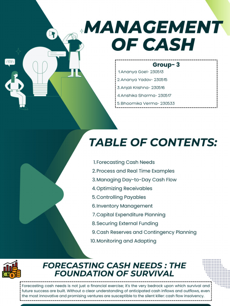 Management of Cash - GROUP-3 | PDF