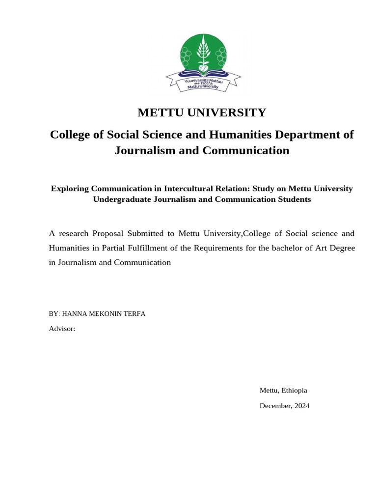 Hanna Mekonin First Reserach Proposal | PDF | Cross Cultural Communication | Nonverbal Communication