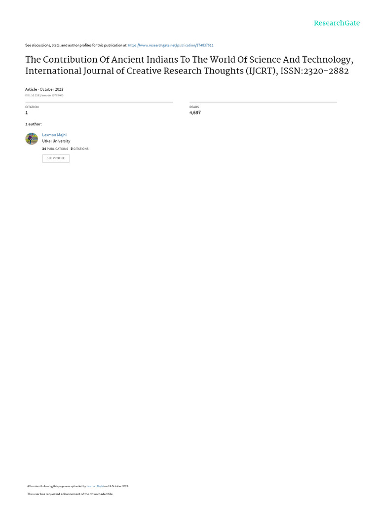 The Contribution of Ancient Indians To The World of Science and ...
