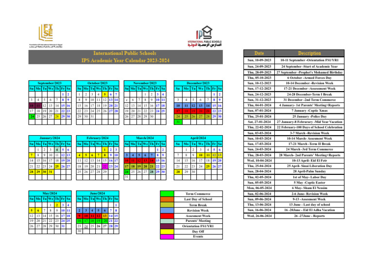 IPS Academic Calendar 2023-2024 | PDF | Liturgical Calendar
