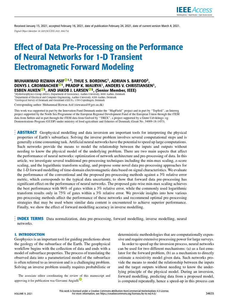 Effect of Data Pre-Processing On The Performance of Neural Networks For 1-D Transient ...