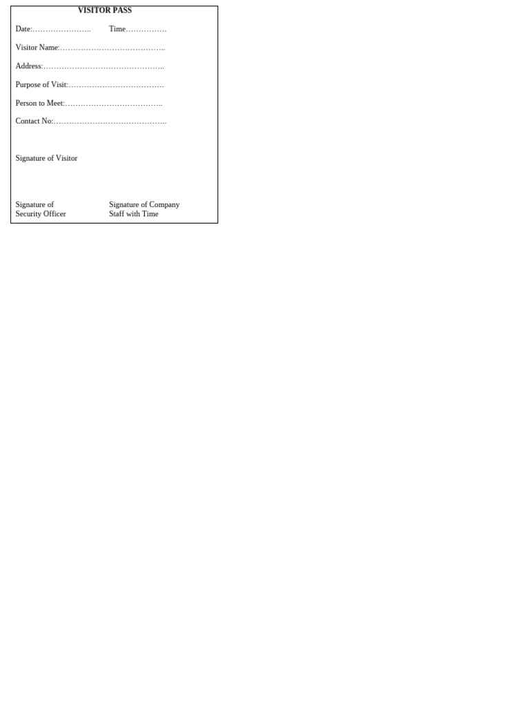 Visitors Gate Pass | PDF