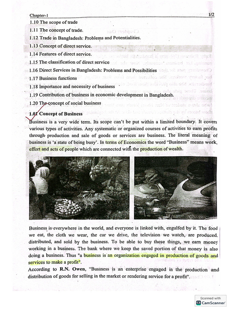 HSC Management First Paper Chapter 1 (English Version) | PDF