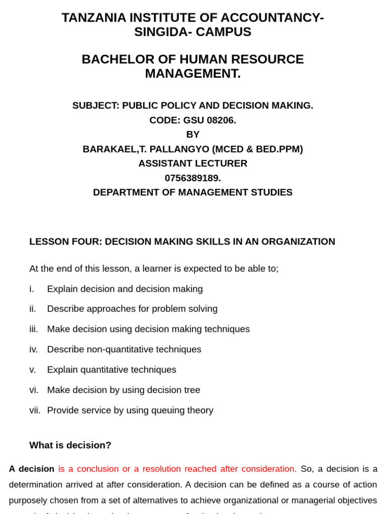 Decision Making. | PDF | Decision Making | Operations Research