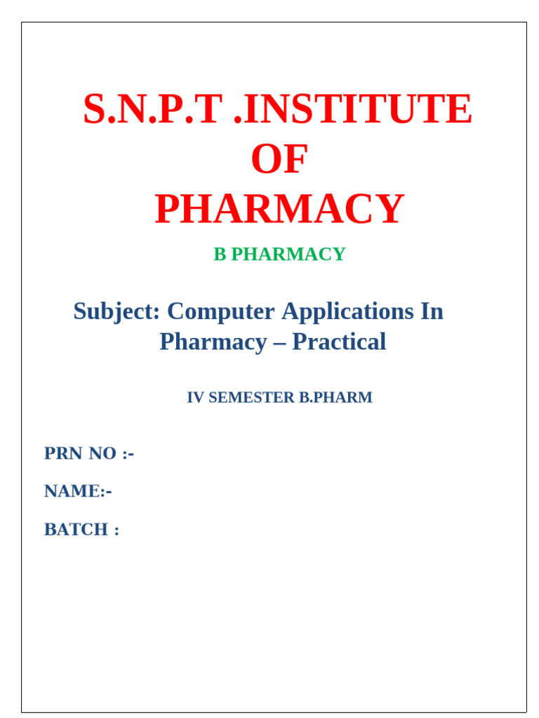 Computer-Applications-In-Pharmacy-Practical Manual | PDF | Html ...