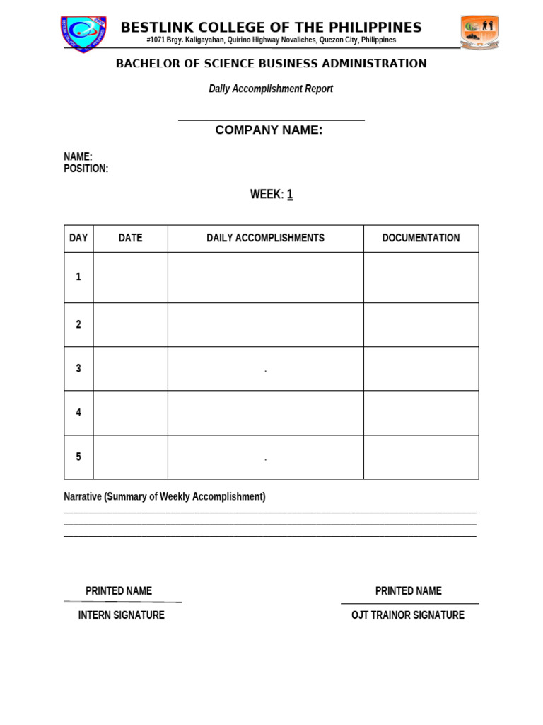 Weekly Accomplishment Report 1 | PDF