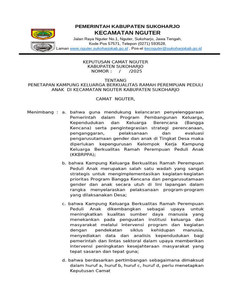 SK Kampung KB RPPA Kecamatan | PDF