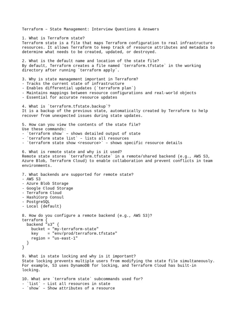Terraform State Management Full QA | PDF | Computer File | Cloud Computing