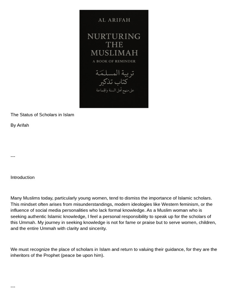 The Status of Scholars in Islam_20250519_170712_0000 | PDF | Hadith | Quran