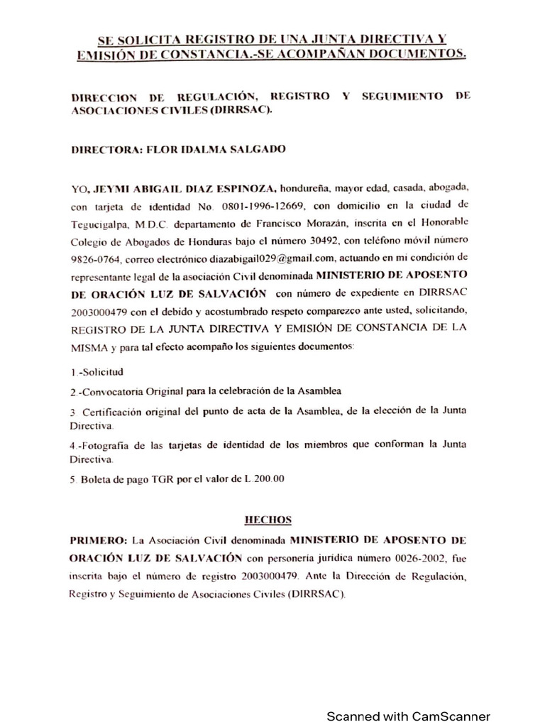 SOLICITUD JUNTA DIRECTIVA | PDF